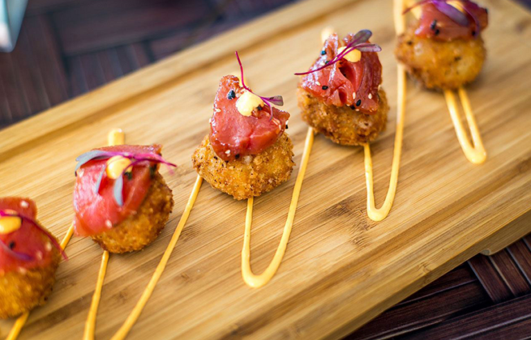 goya ham-croquettes-with-tuna-poke-and-aji-crema - Placeres